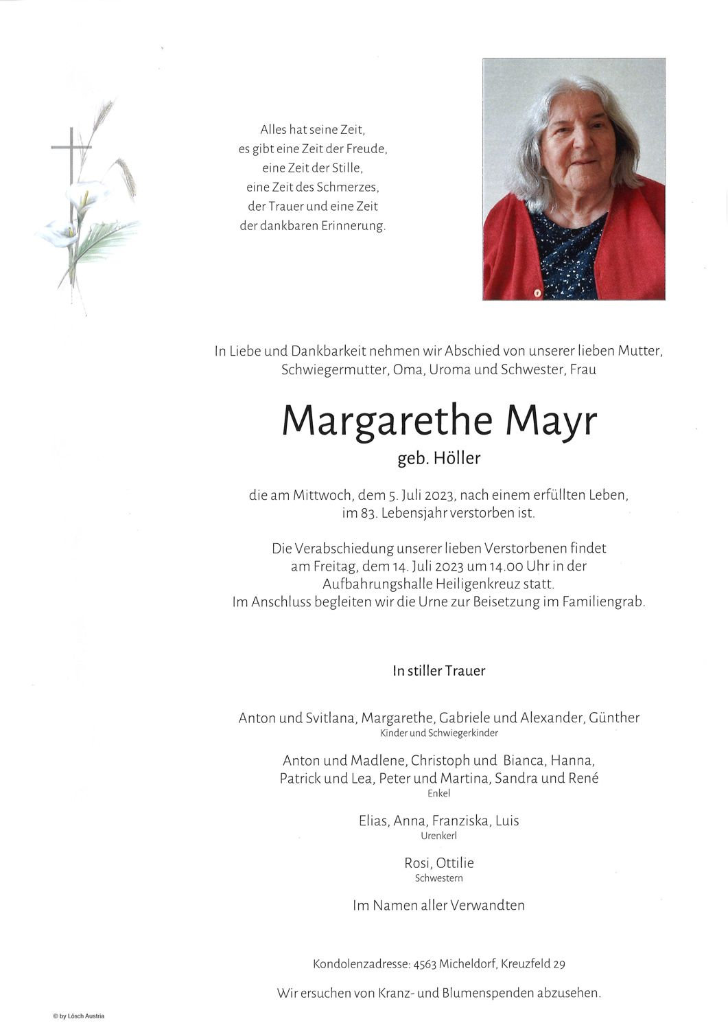 Todesfall Margarethe Mayr